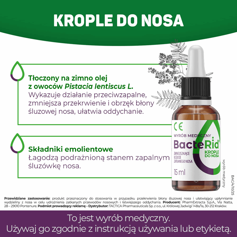 BacteRid krople do nosa, 15 ml - cena, opinie | Medicare.pl
