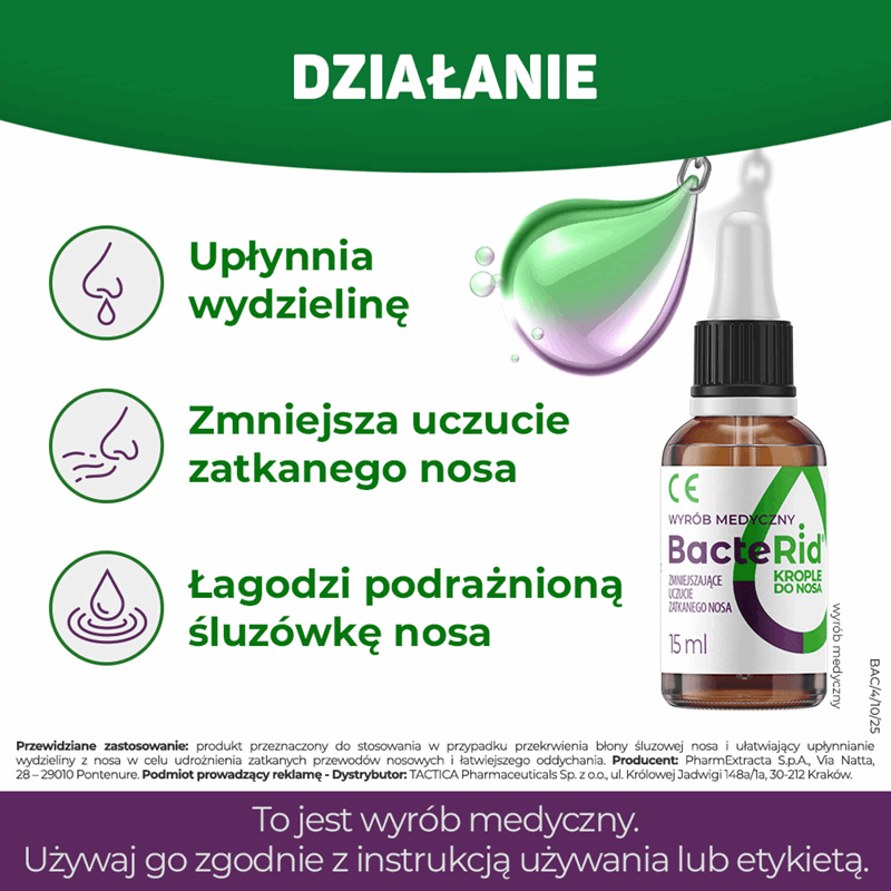 BacteRid krople do nosa, 15 ml - cena, opinie | Medicare.pl