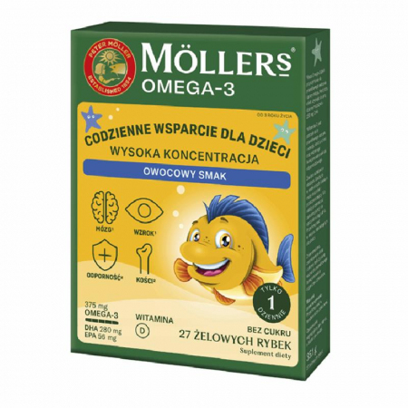 Mollers Omega-3 Wysoka Koncentracja żelki o smaku owocowym, 27 szt ...